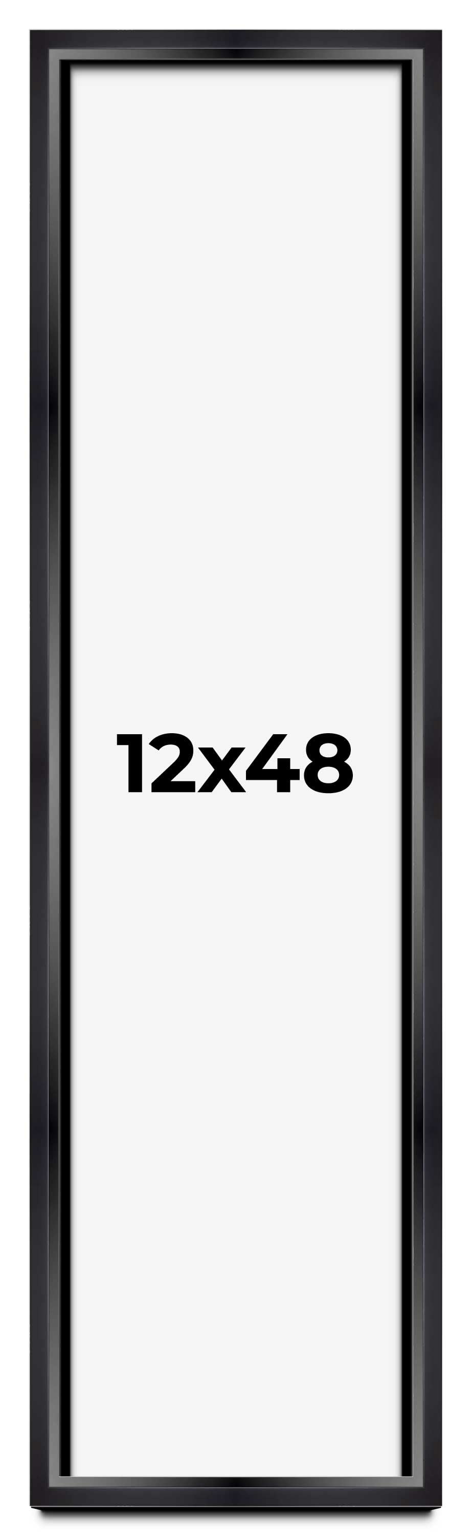 12x48 Shadow Box Frame Black | 1.25 inches Deep Real Wood Contemporary Shadowbox Display Frame ...