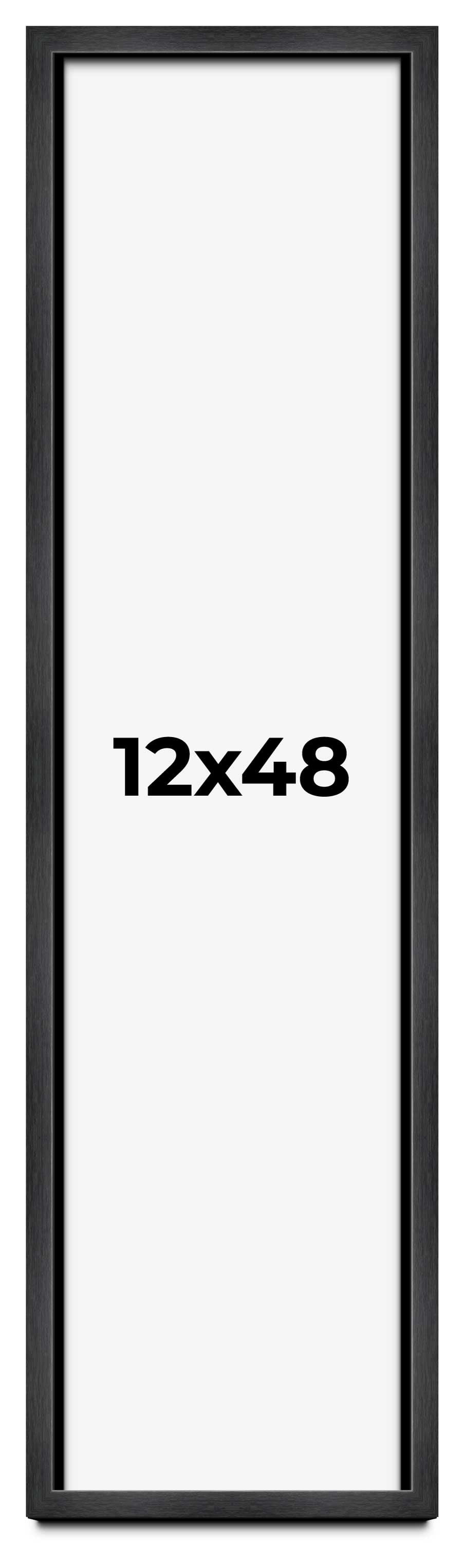 12x48 Shadow Box Frame Grey Charcoal Black | 0.875 Inches Deep | Solid Wood Shadowbox Display ...