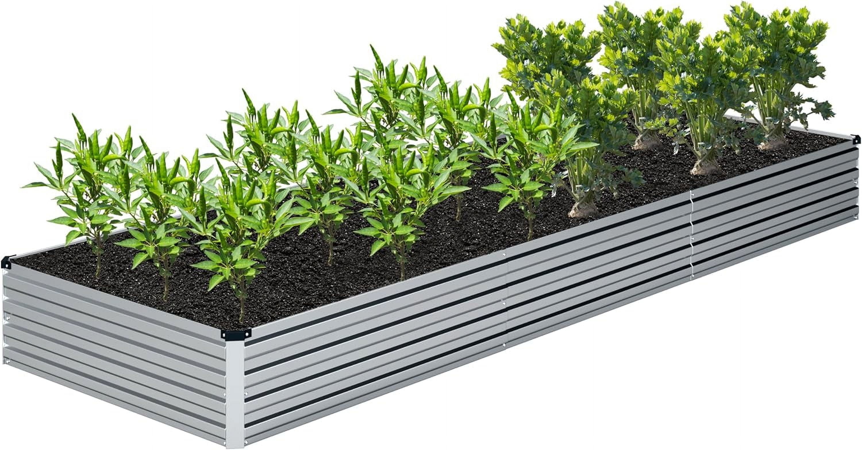 12x4x1FT Galvanized Raised Garden Bed Kit,Vegetable Boxes-Rectangle ...