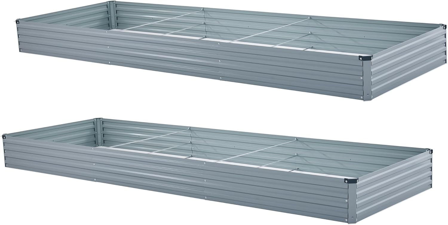 12x4x1ft(2 Pack) Galvanized Raised Garden Bed,Outdoor Planter Box Metal ...