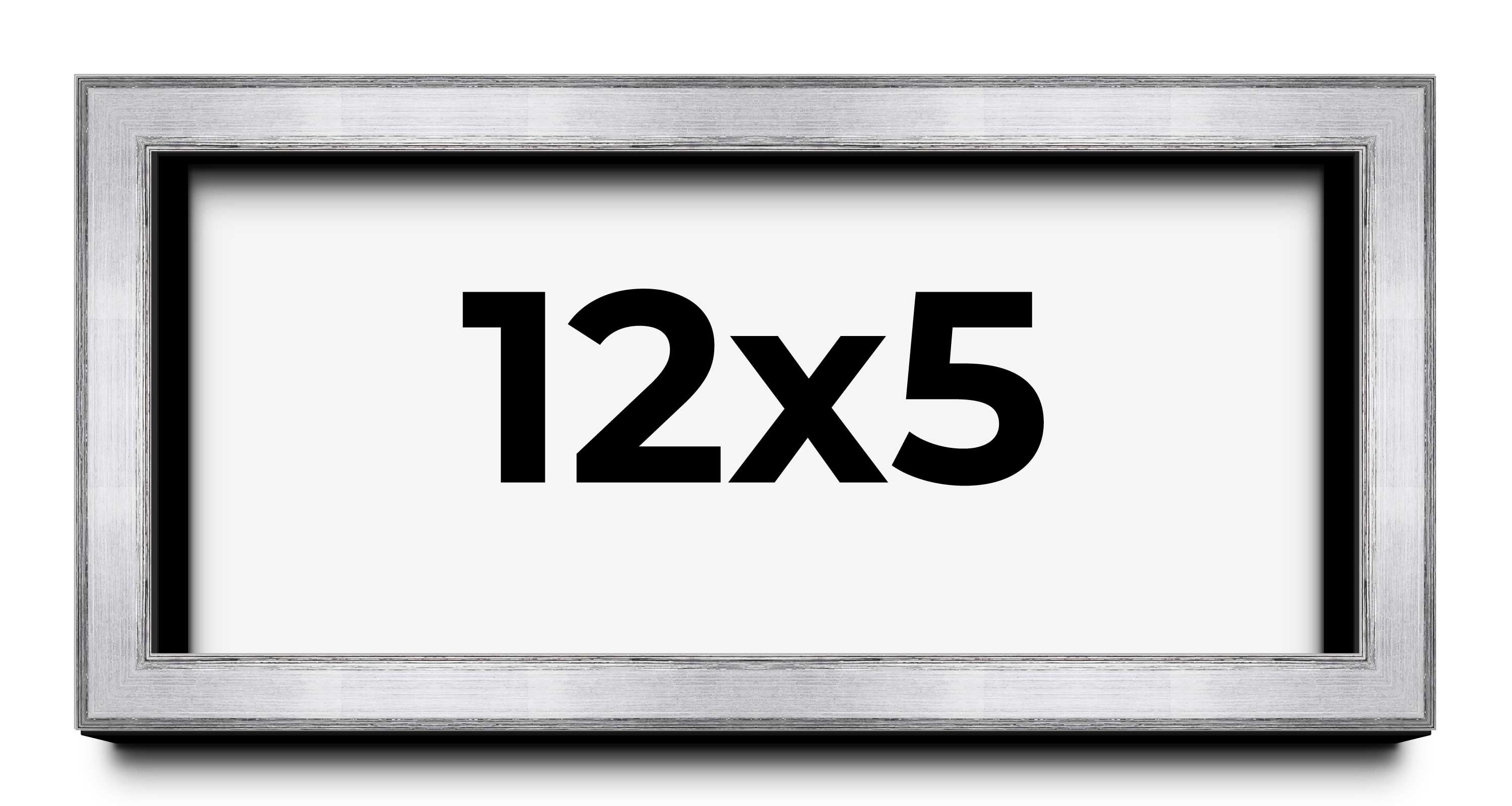 12x5 IN Shadow Box Frame Silver | 1.375 Inches Deep Real Wood ...