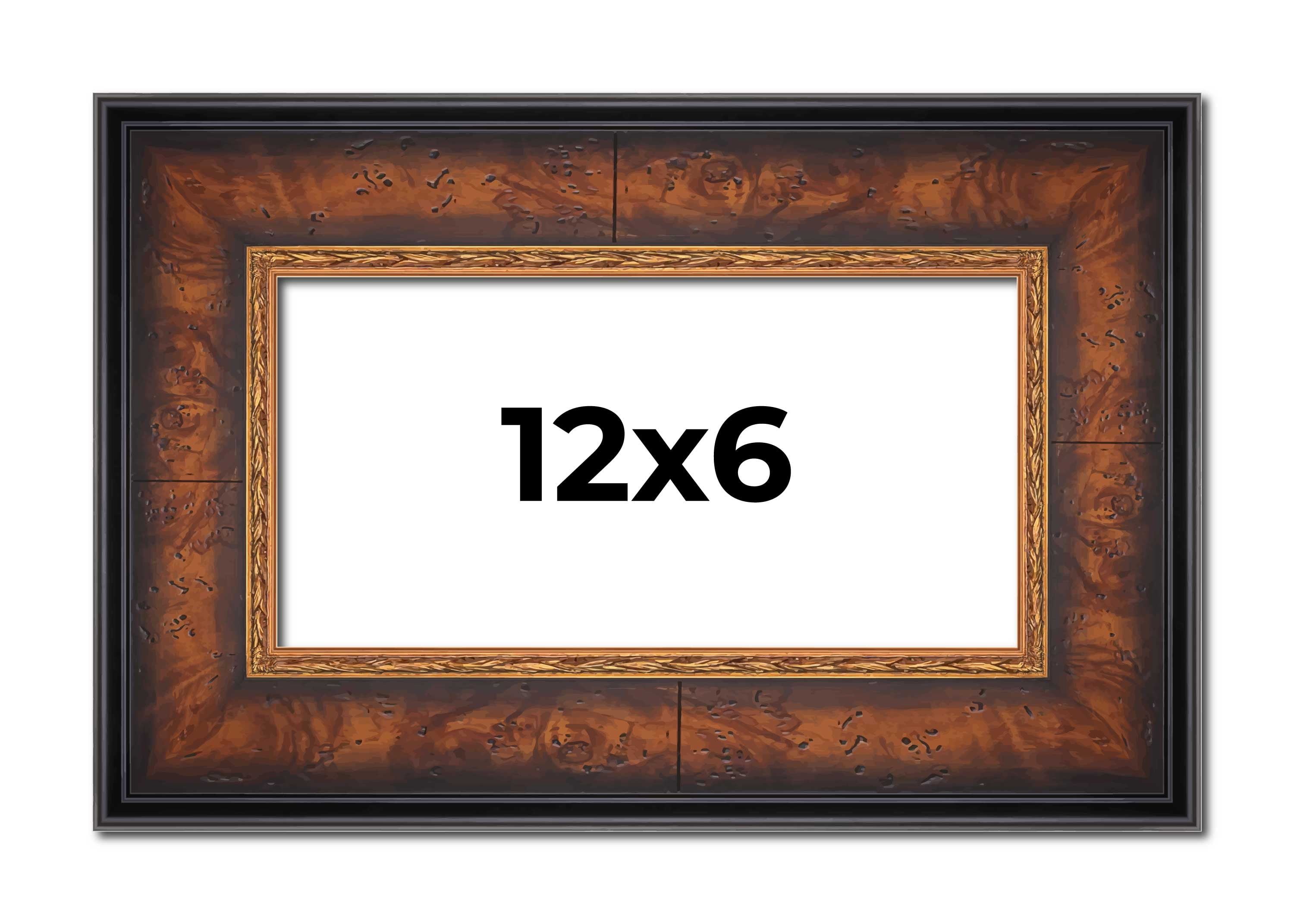 12x6 Frame Brown Walnut Gold Ornate Trim Solid Wood Plein Air Picture ...
