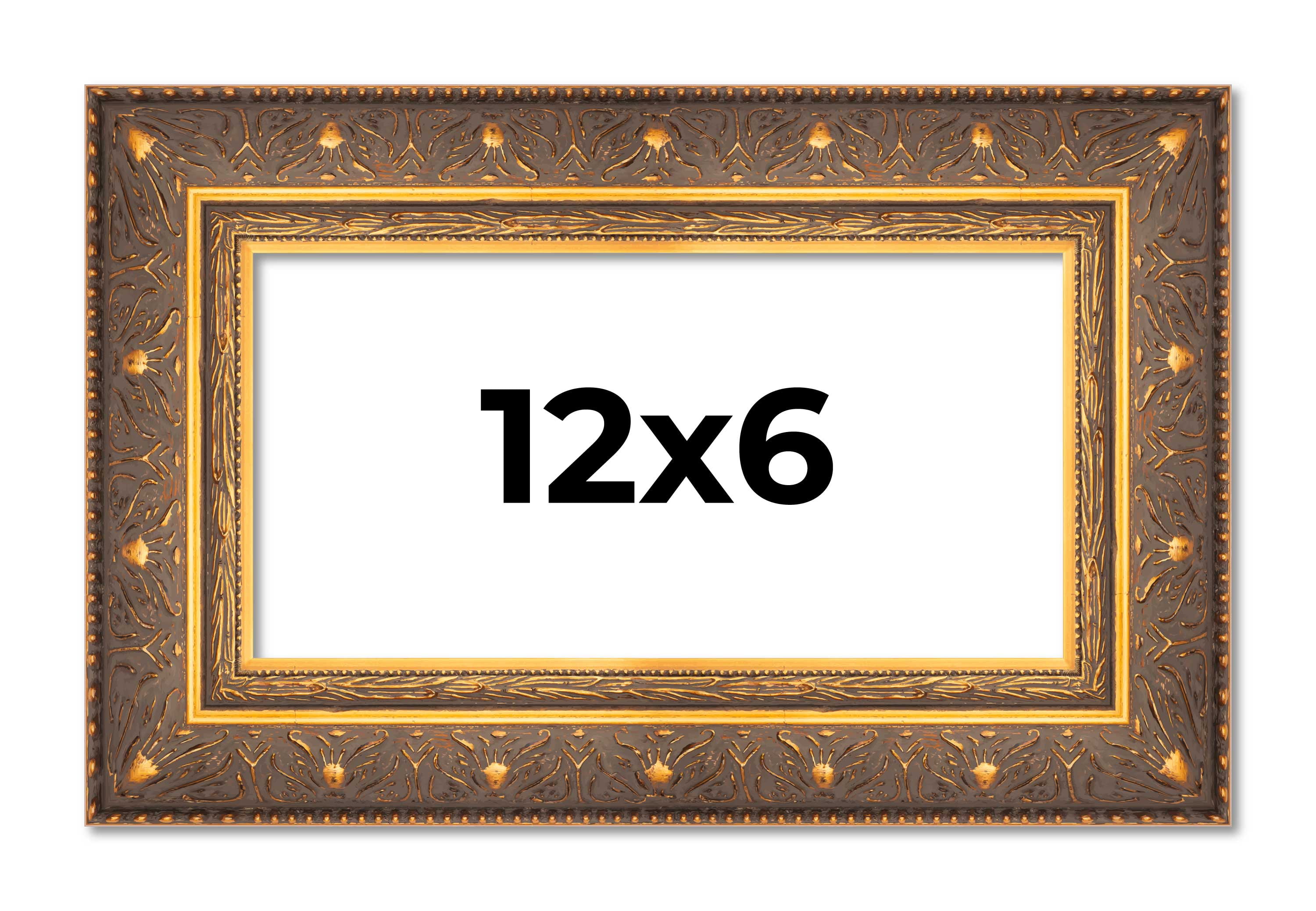 12x6 Frame Vintage Gold Solid Wood Picture Frame | 2.5 Inch Moulding ...