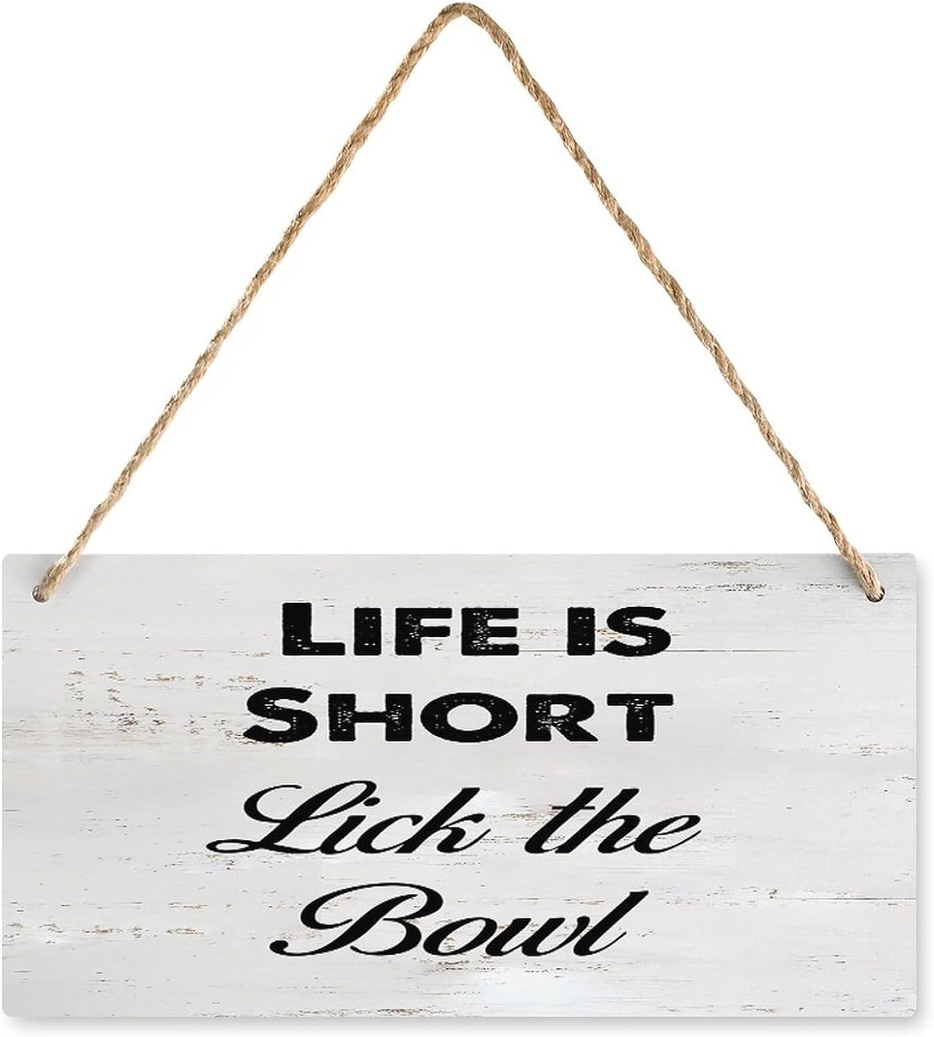 12x6 Inch Funny Kitchen Wooden Sign Decor Life Is Short Lick The Bowl ...