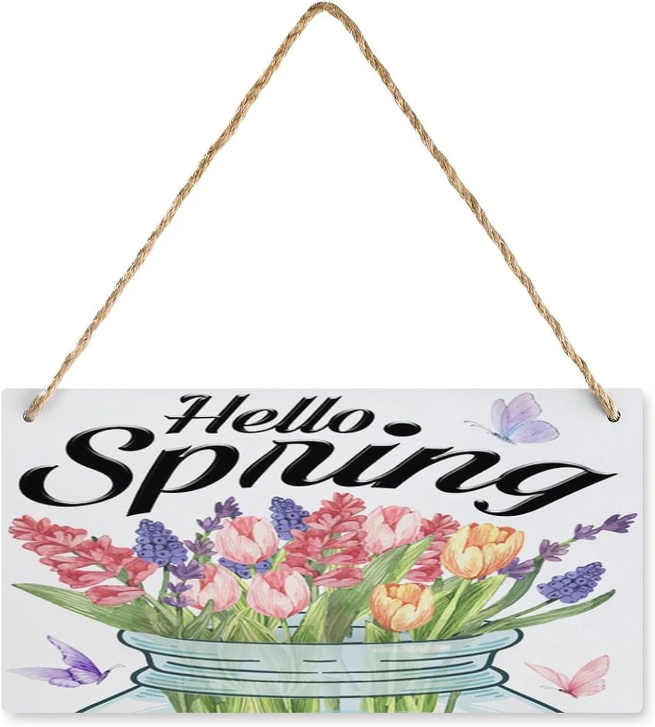 12x6 Inch Spring Flowers Decor,Hello Spring Wood Wall Art Sign Sign ...
