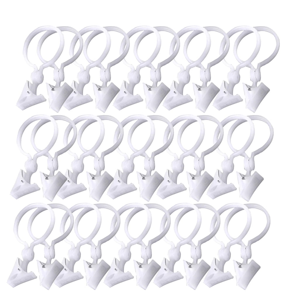 12x6cm 30Pcs Plastic Shower Curtain Buckle Round Clips Curtain Rings ...