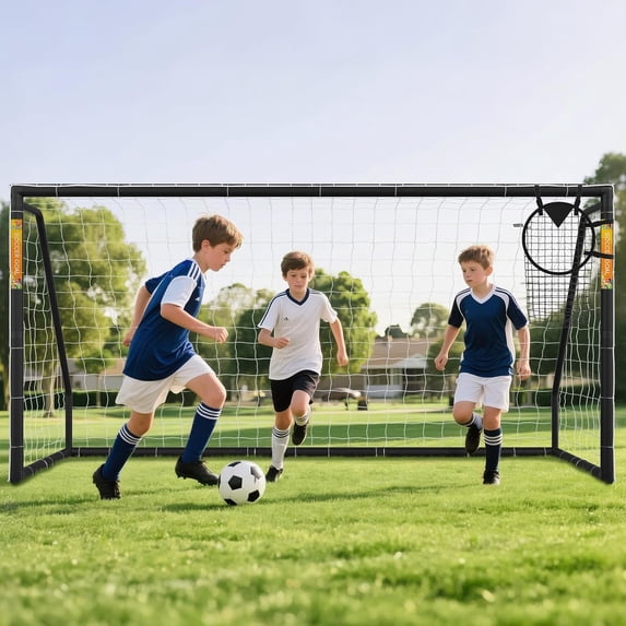 12x6ft Soccer Goals, Foldable PVC Full Size Soccer Goal for Backyard ...