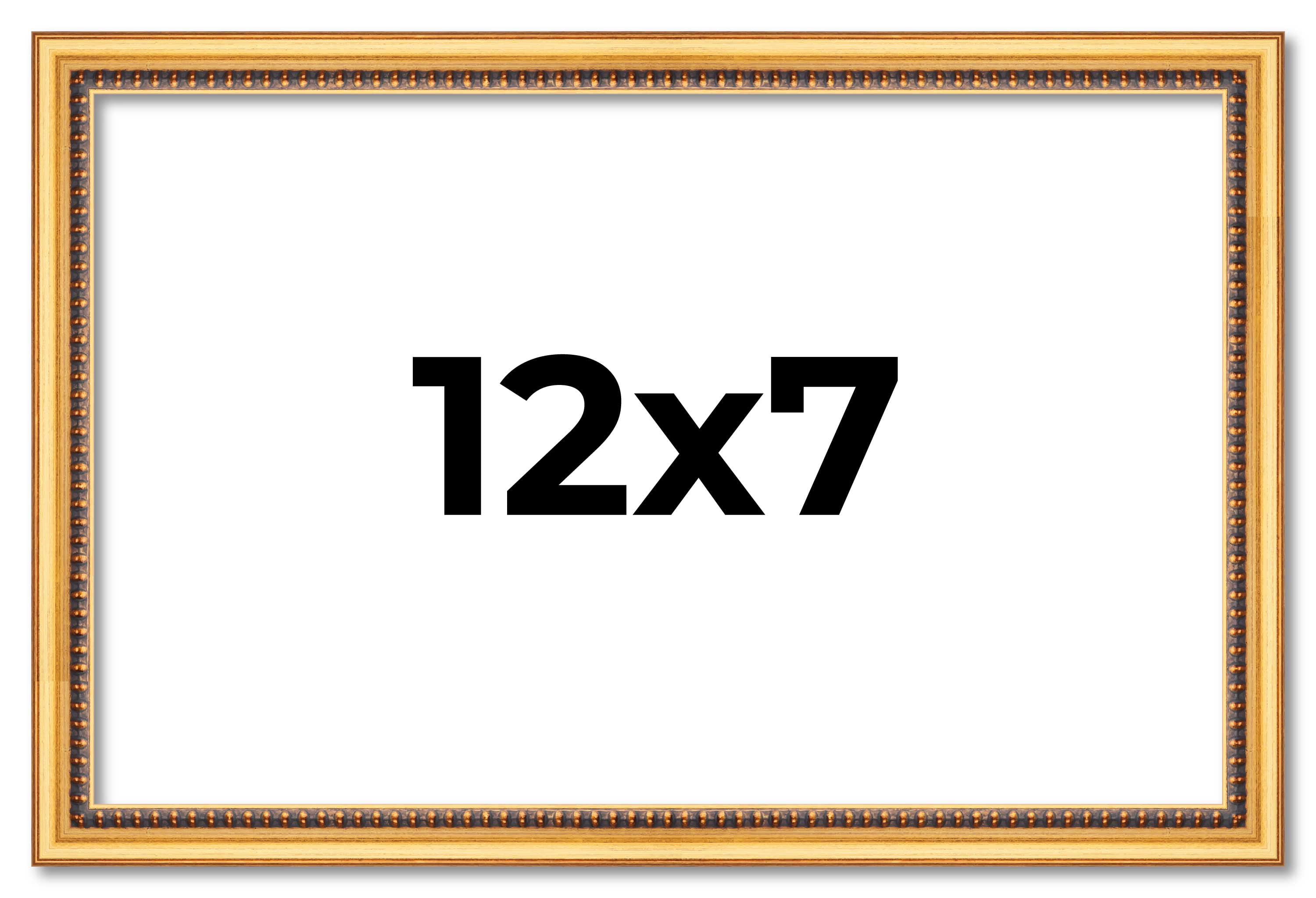 12x7 Frame Beaded Gold Solid Wood Picture Frame | 0.75 Inches Moulding ...