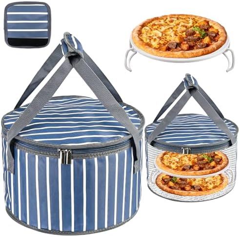12x7 Inch Round Pie Carrier with Insulated Casserole Carriers with Lid ...