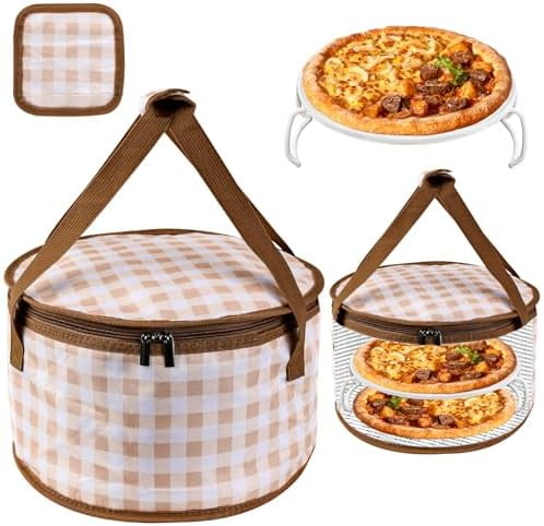 12x7 Inch Round Pie Carrier with Insulated Casserole Carriers with Lid ...