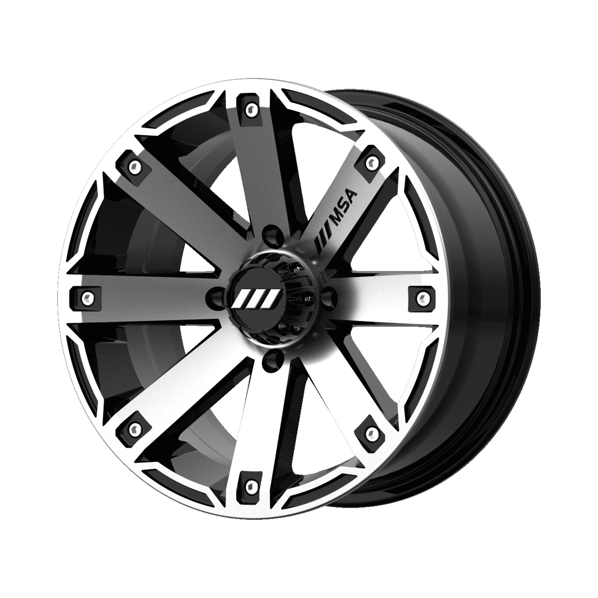 12x7 MSA Offroad M27 Rage UTV Machined Gloss Black Wheel 4x156 (10mm ...