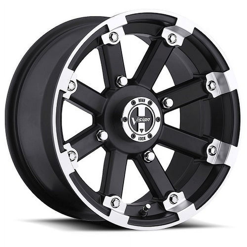 12x7 Vision 393 Lockout Matte Black Mach Lip UTV Wheel 4x100 (2.5mm) - Walmart.com