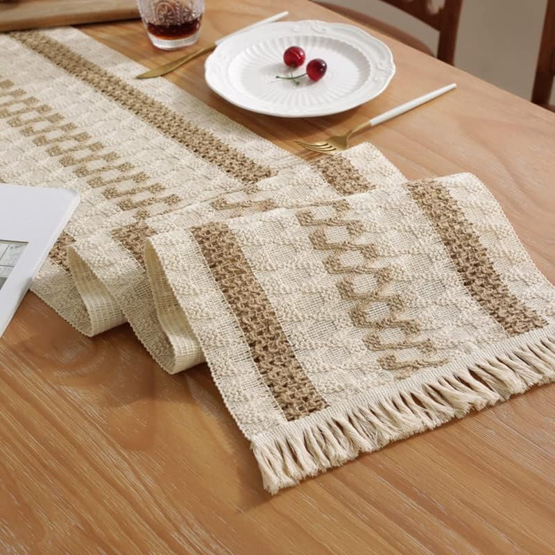 12x71 Inch Boho Table Runner with Tassel Hand Woven Cotton Table Runner ...