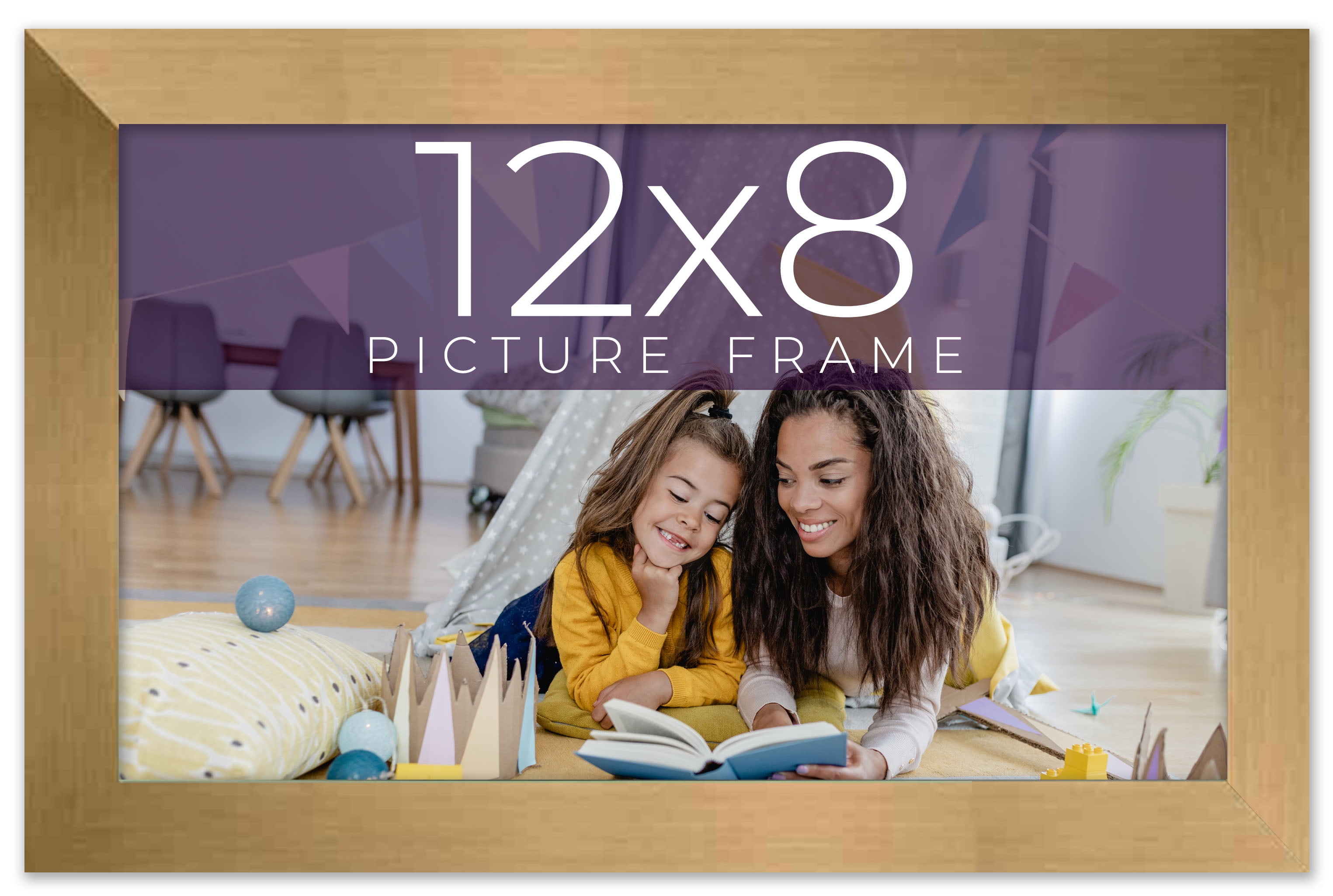 12x8 Frame Gold Bronze Solid Wood Picture Frame Width 0.75 Inches ...