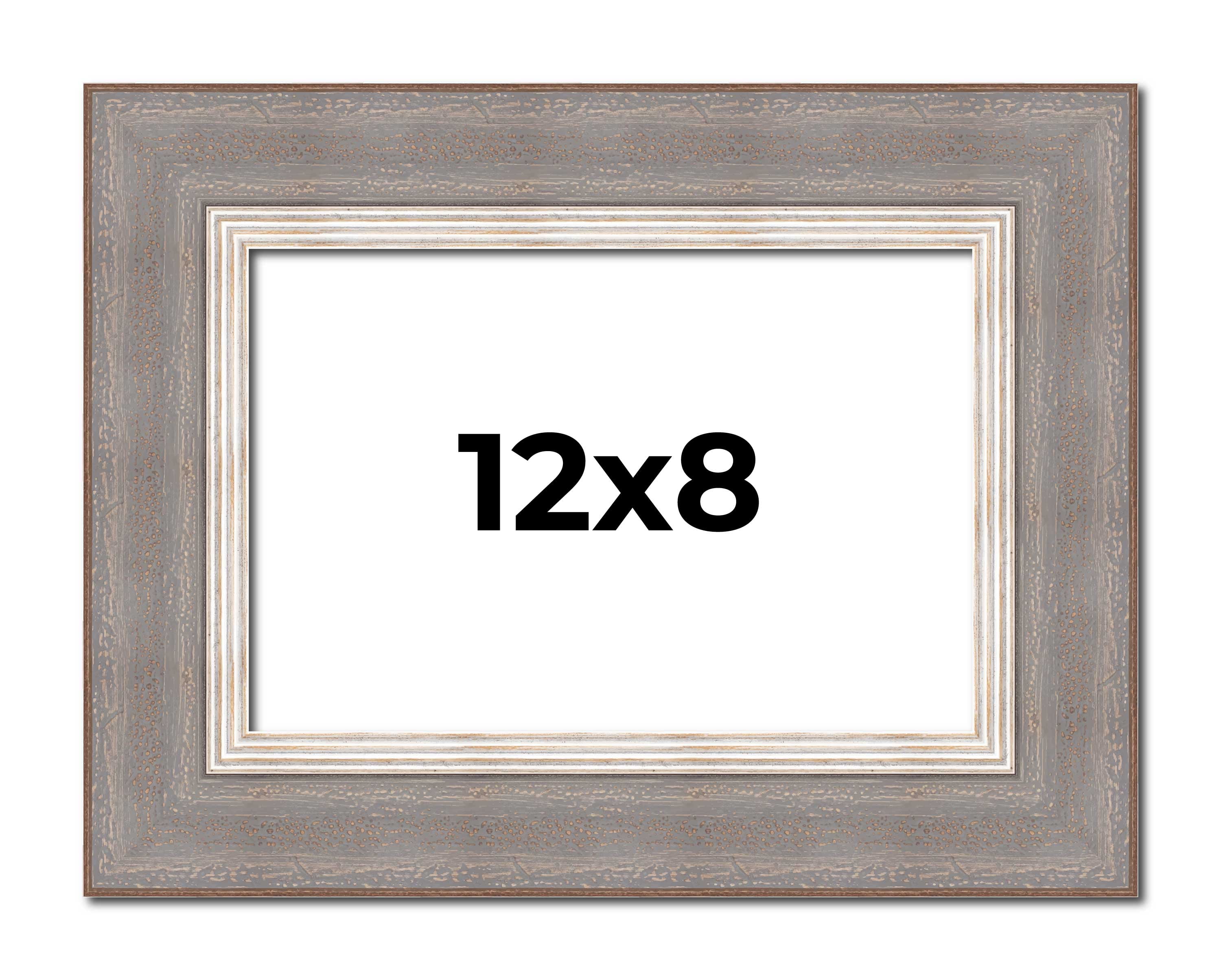 12x8 Frame Grey Real Wood Picture Frame Width 2.75 Inches | Interior Frame Depth 0.5 Inches ...