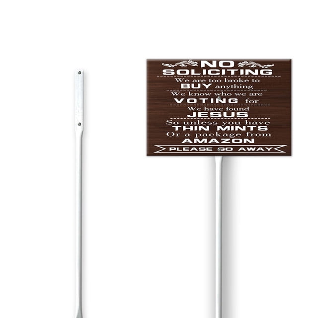12x8 IN No Soliciting Yard Sign With Stake,Aluminum No Soliciting Sign ...