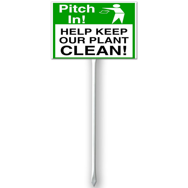 12x8 IN Pitch in! Help Keep Our Plant Clean! Recycle and Environment ...