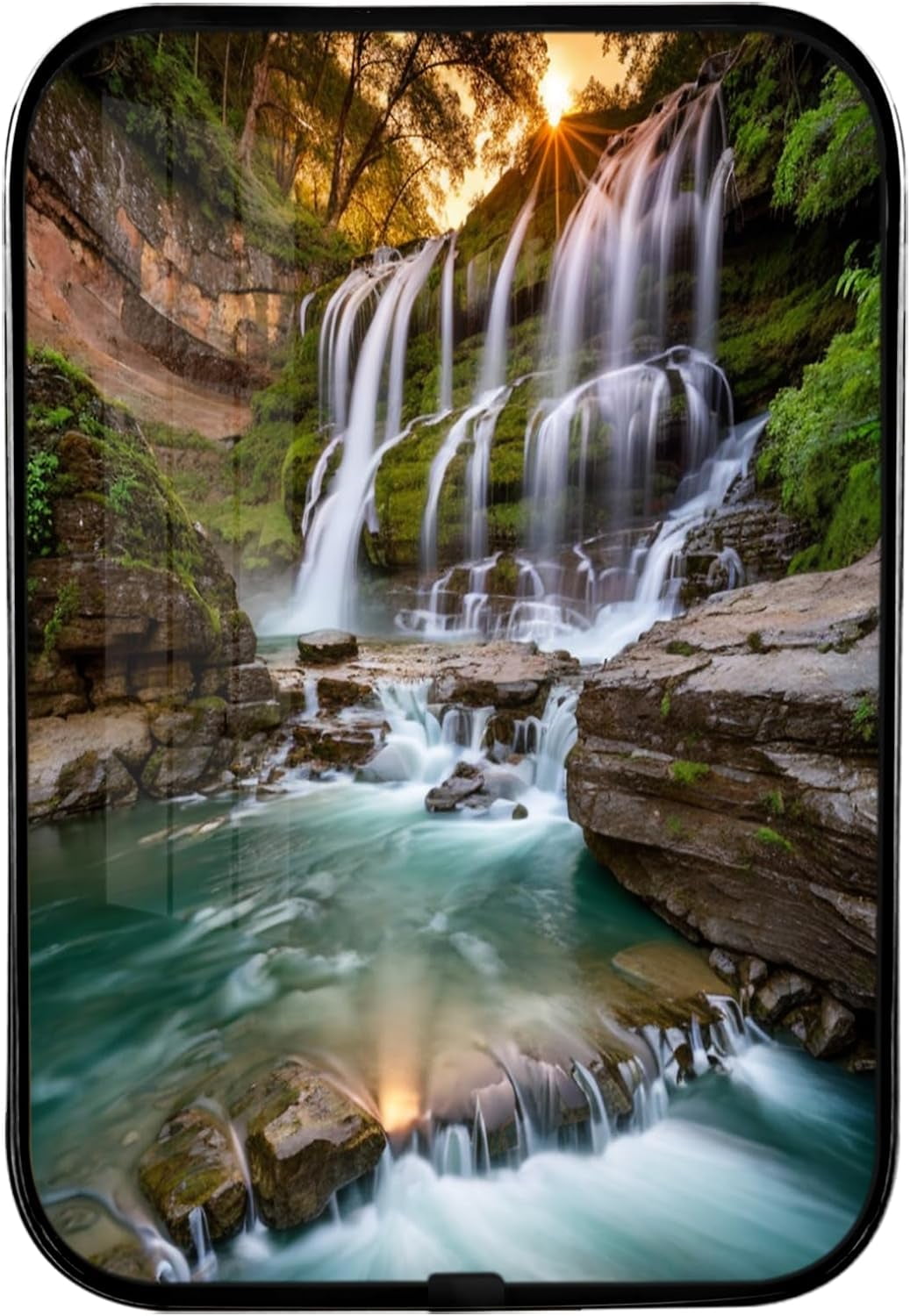 12x8 In Framed Waterfall and Stream in The Tropical Forest Scenery ...