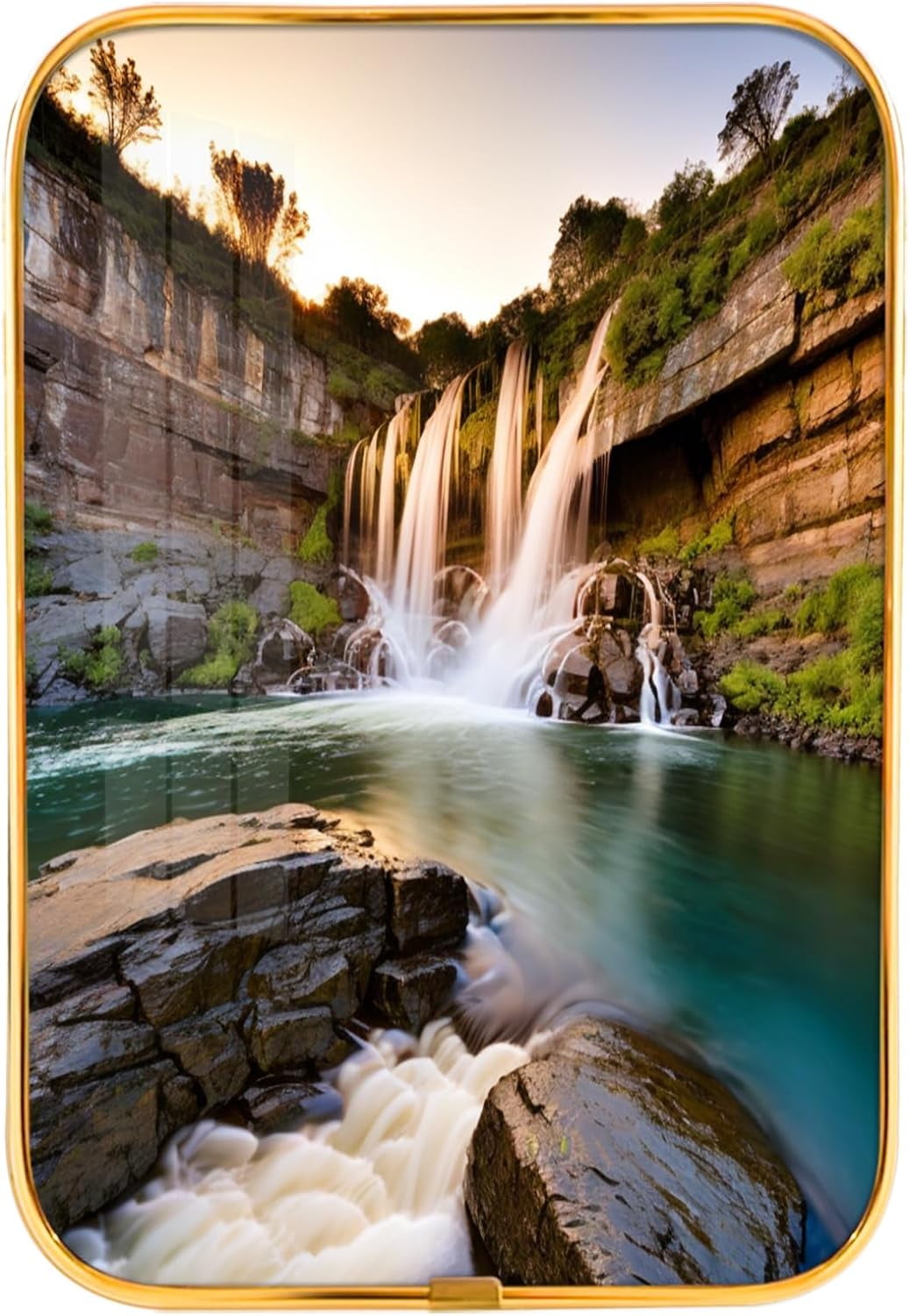 12x8 In Framed Waterfall and Stream in The Tropical Forest Scenery ...