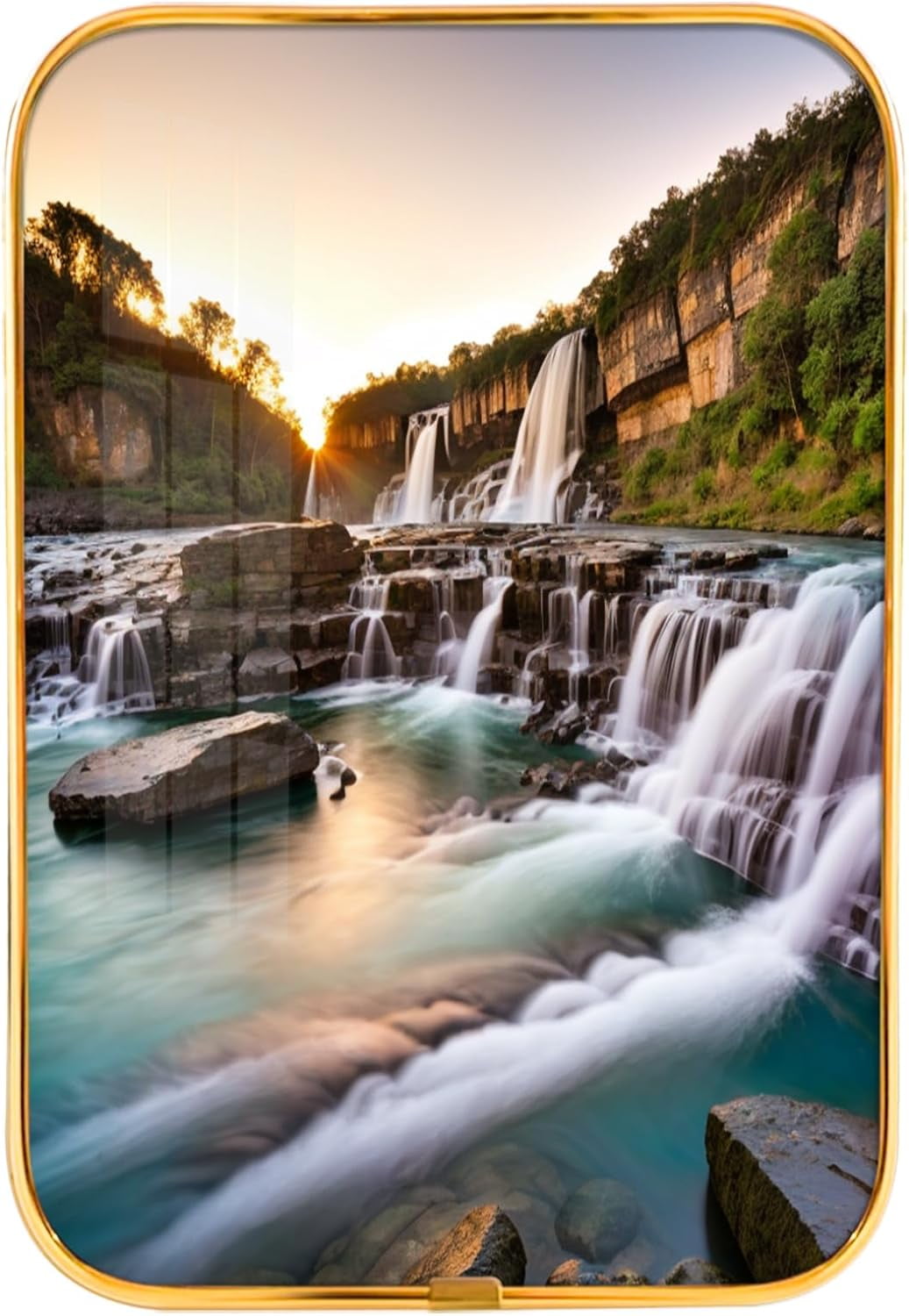 12x8 In Framed Waterfall and Stream in The Tropical Forest Scenery ...