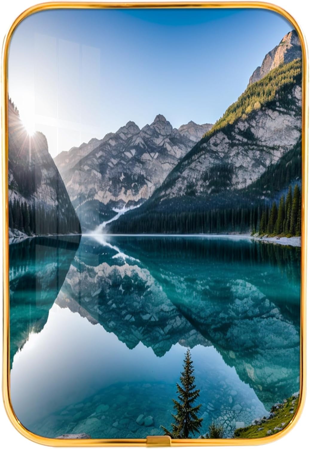 12x8 Inches Framed Lake Wall Art Mountain Sky Nature Landscape Artwork ...