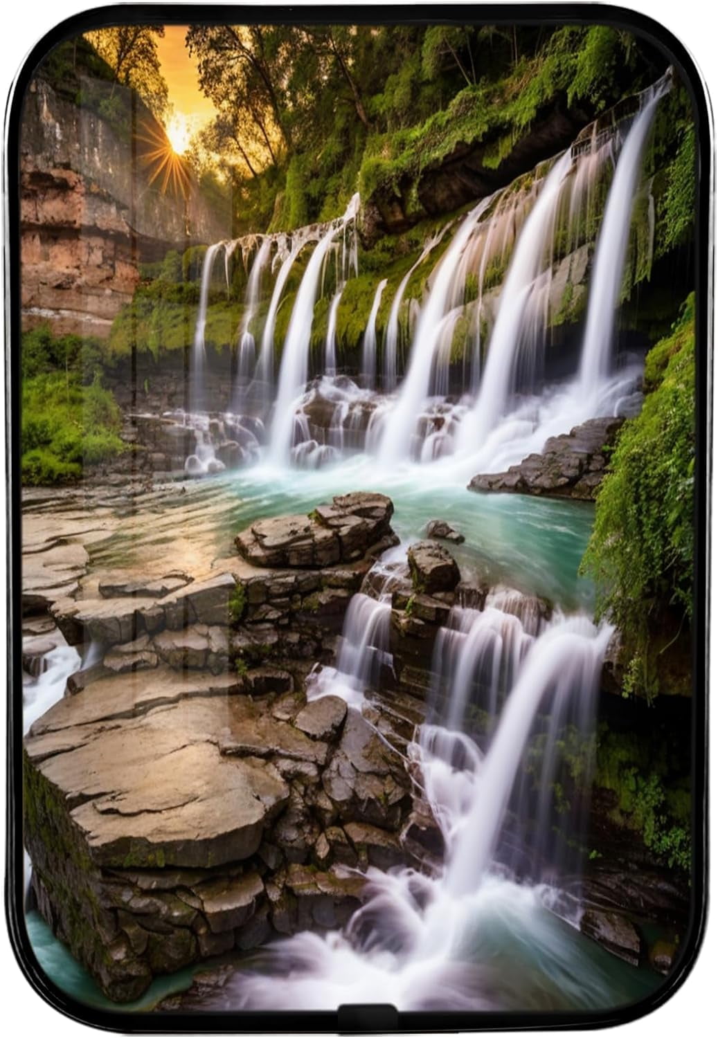 12x8 Inches Framed Waterfall and Stream in The Tropical Forest Scenery ...