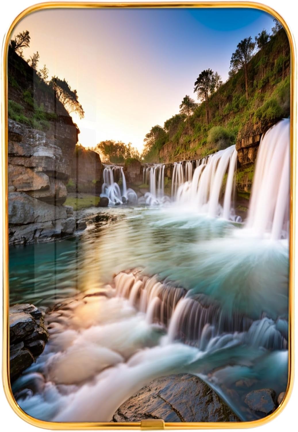 12x8 Inches Framed Waterfall and Stream in The Tropical Forest Scenery ...
