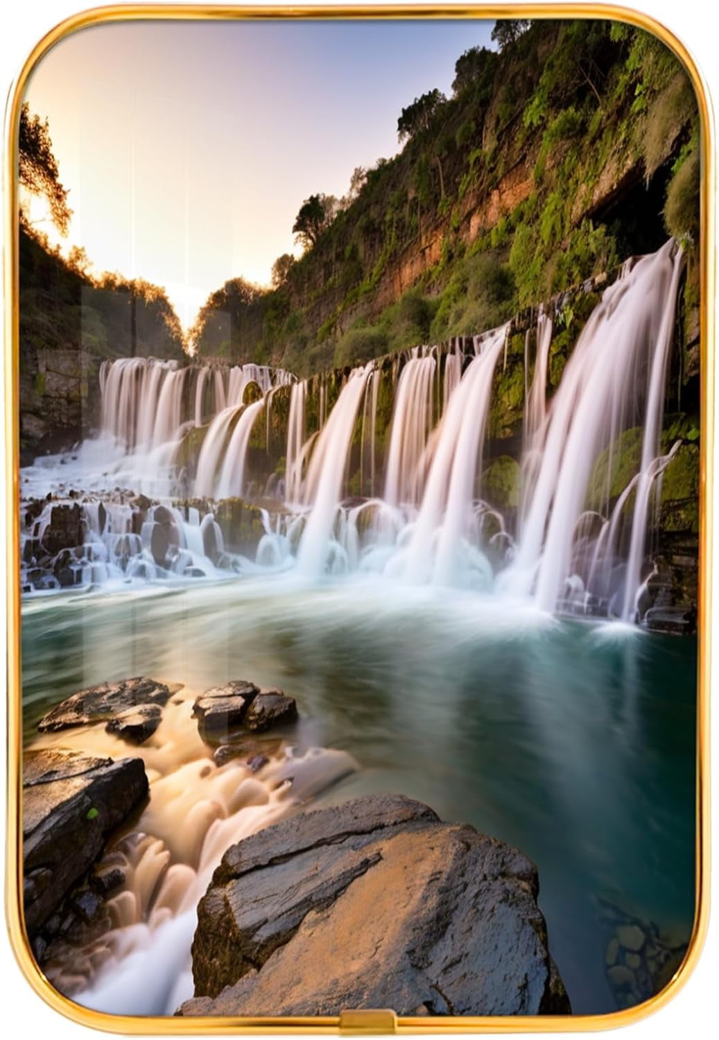 12x8 Inches Framed Waterfall and Stream in The Tropical Forest Scenery ...