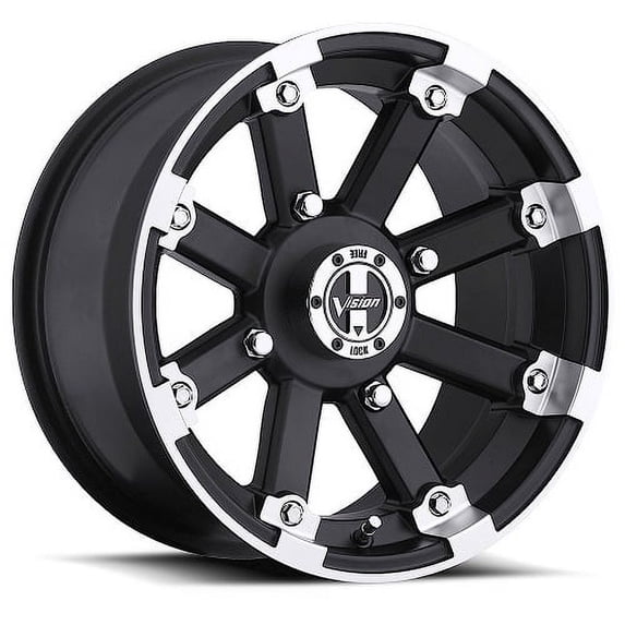 12x8 Vision 393 Lockout Matte Black Mach Lip UTV Wheel 4x110 (-61mm ...