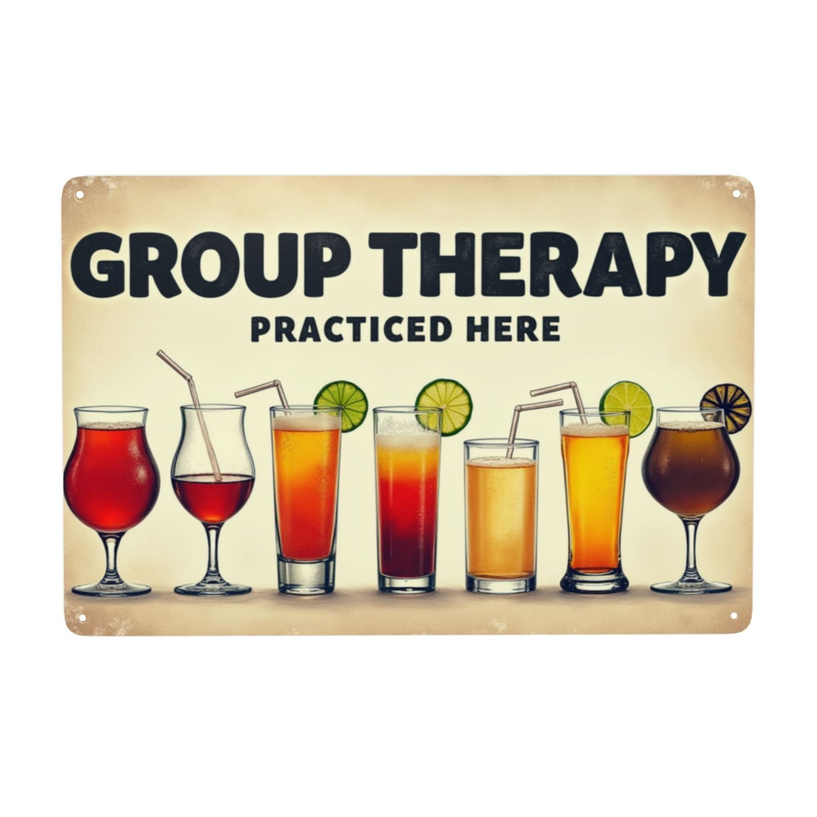12x8 inch Vintage Metal Sign Group Therapy Practiced Here Tin Sign ...