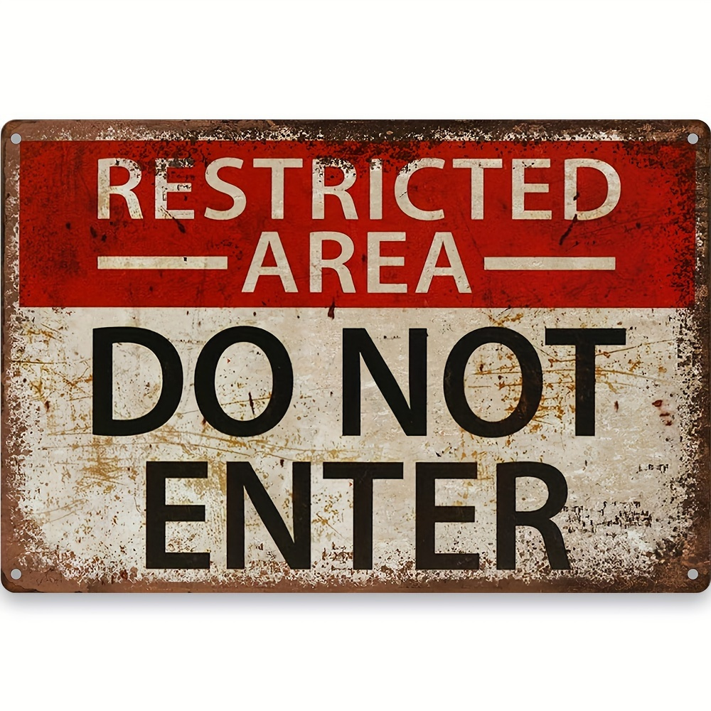 12x8 inch Vintage "Restricted Area - Do Not Enter" Sign - Rustic Iron ...