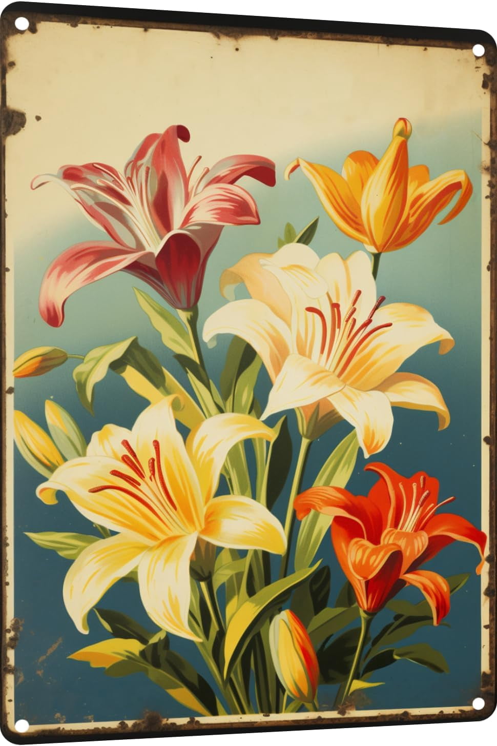 12x8 inches Vintage Tin Sign Metal Poster Plaque, Lily Botanical Flower ...