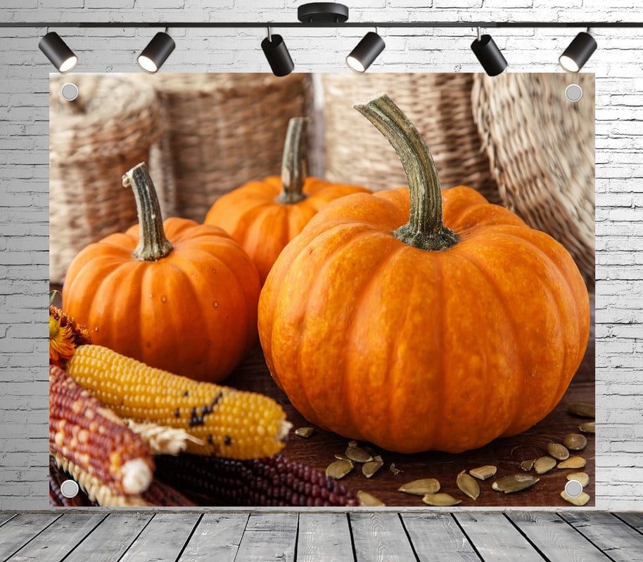 12x8ft Autumn Backdrop Pumpkins and Corn Photo Backdrop Seasonal Festival Photography Background ...