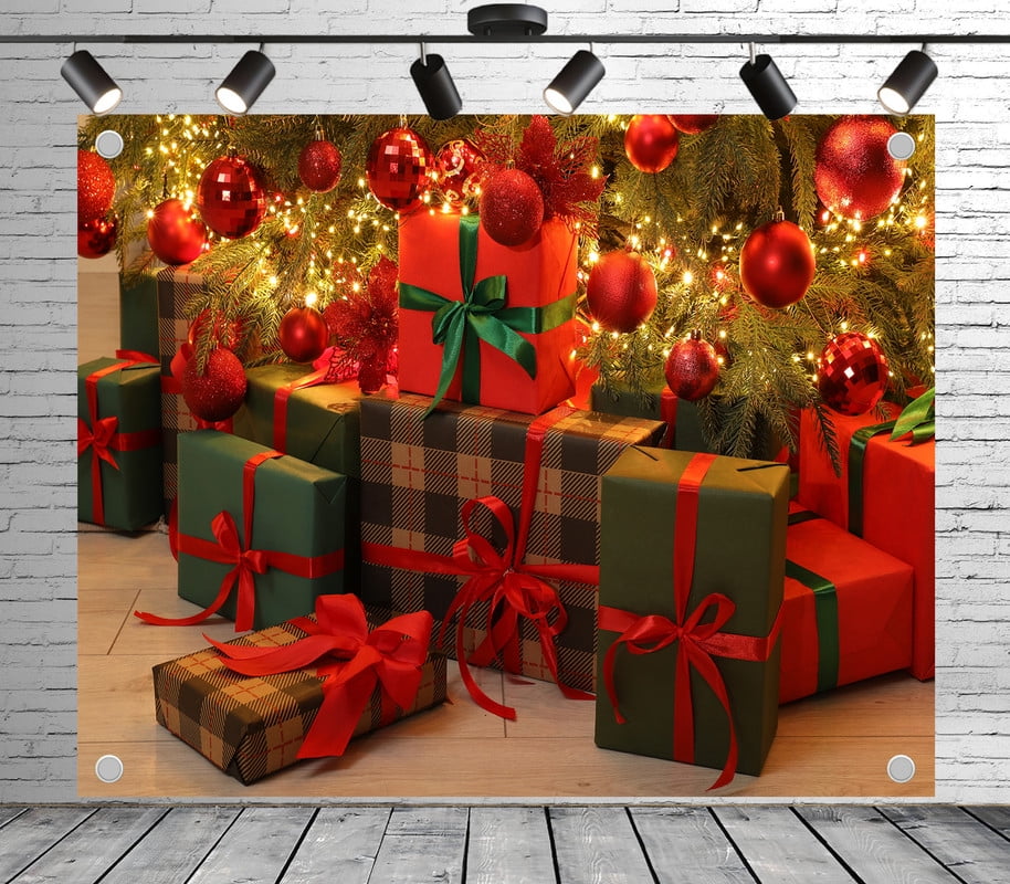 12x8ft Christmas Backdrop Presents and Xmas Tree Photo Backdrop Festive ...