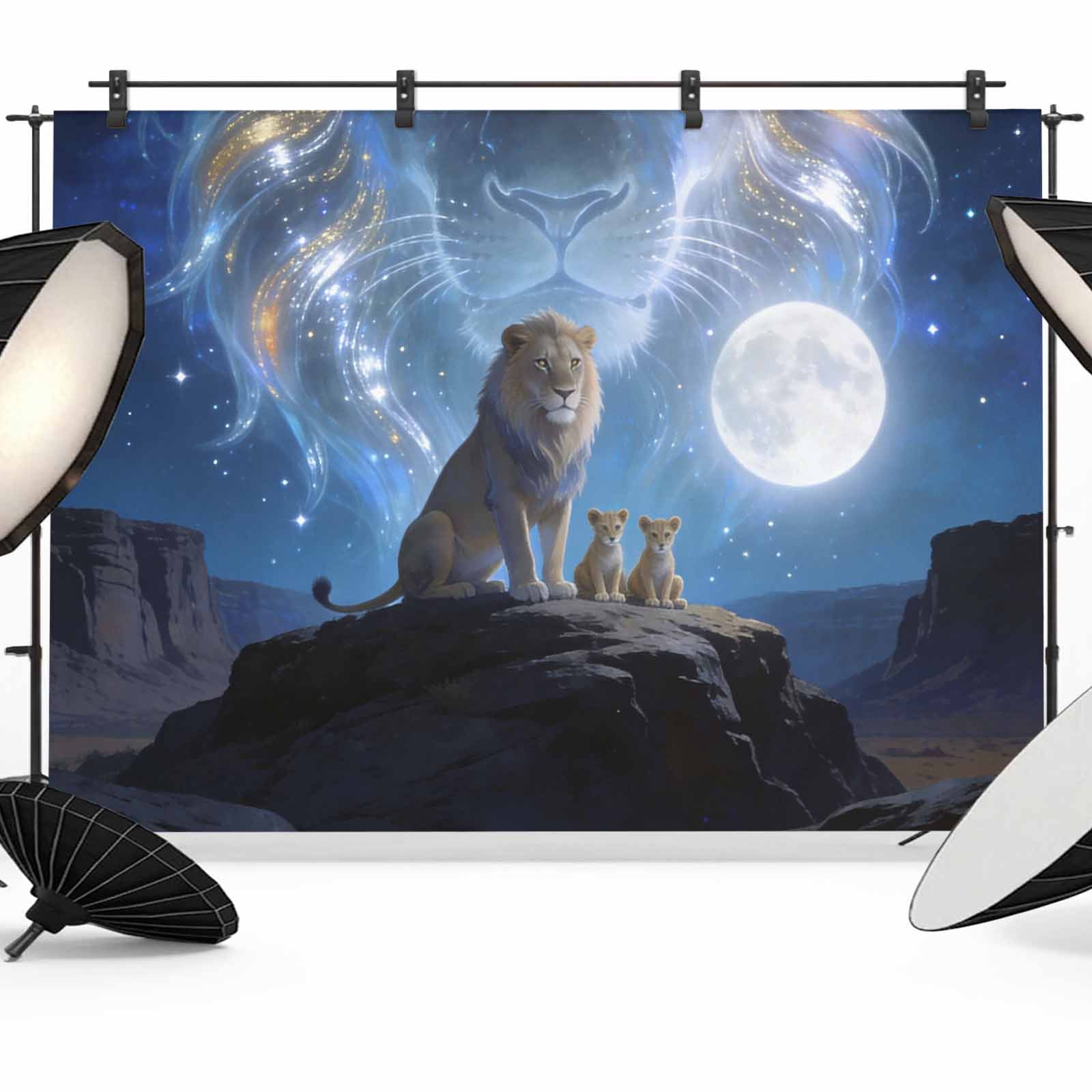 12x8ft Photo Backdrop, Aesthetic Lions Soft Polyester Backdrop Curtains ...
