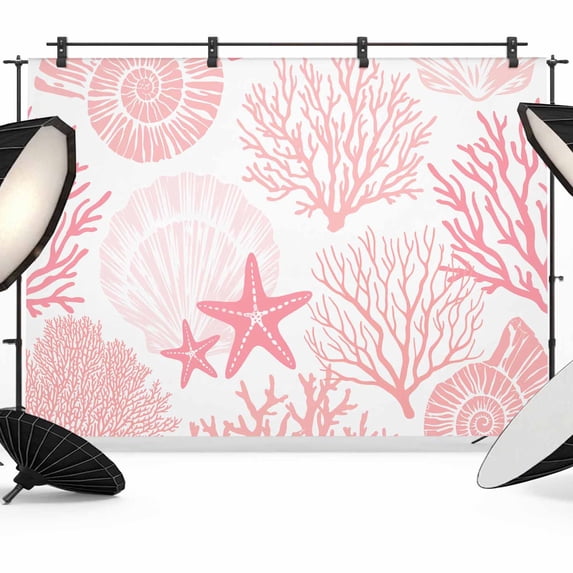 12x8ft Photo Backdrop, Coastal Pink Soft Polyester Backdrop Curtains ...