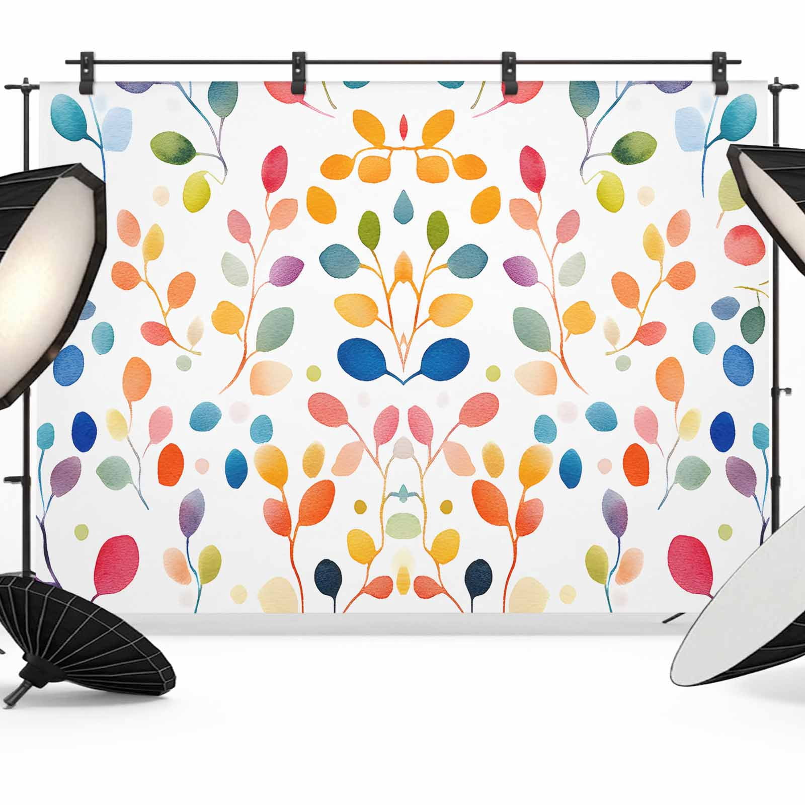 12x8ft Photo Backdrop, Colorful Leaves Soft Polyester Backdrop Curtains ...
