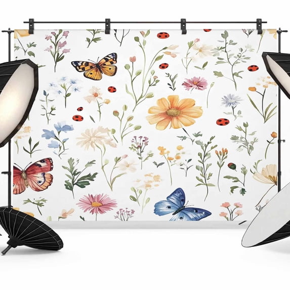 12x8ft Photo Backdrop, Spring Blossom Floral Soft Polyester Backdrop ...