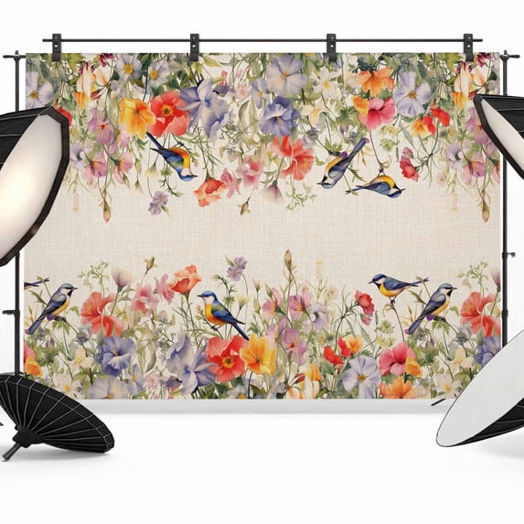 12x8ft Photo Backdrop, Vintage Flowers Soft Polyester Backdrop Curtains ...