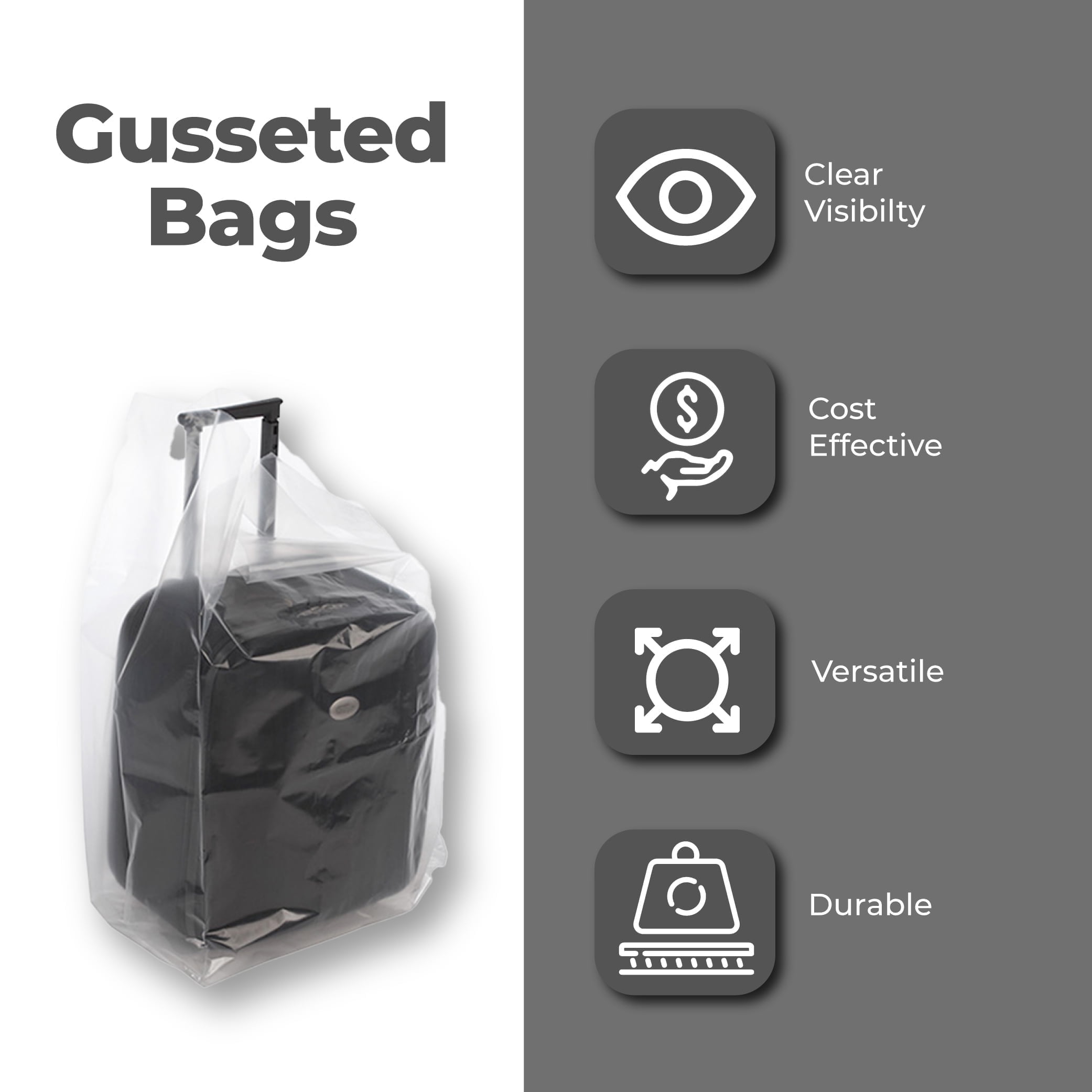 12x8x30" Clear Gusseted Poly Bags 3 Mil, 250/Case Plastic Bags ...
