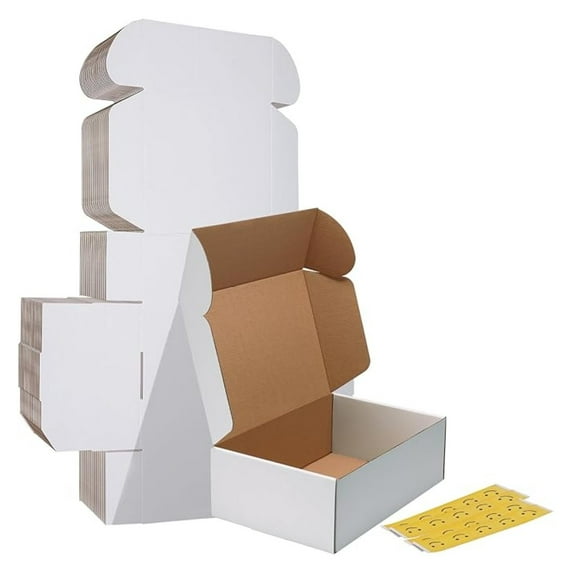 12x8x4 Shipping Boxes Set of 20, White Corrugated Cardboard Mailer Box ...