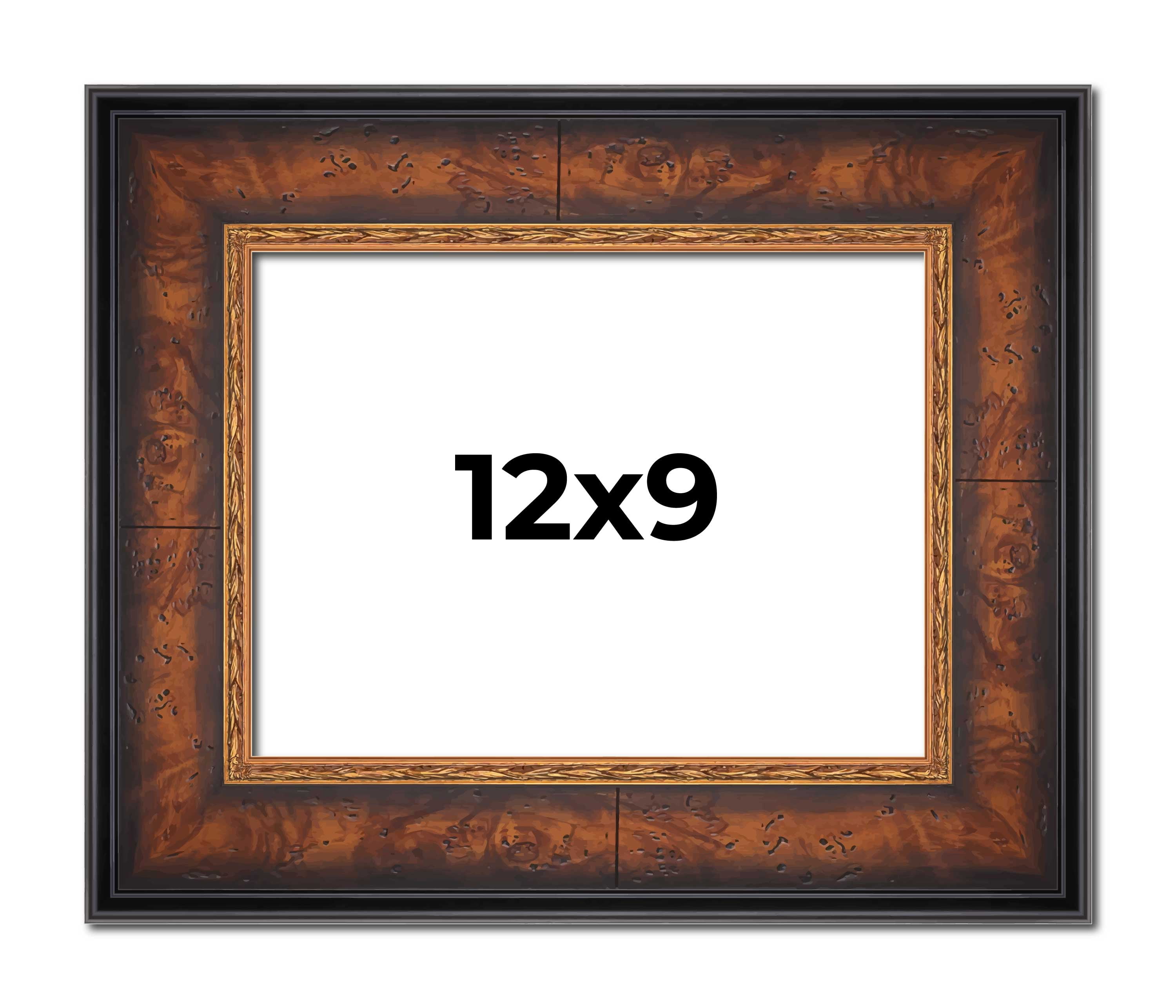 12x9 Frame Brown Walnut Gold Ornate Trim Solid Wood Plein Air Picture ...
