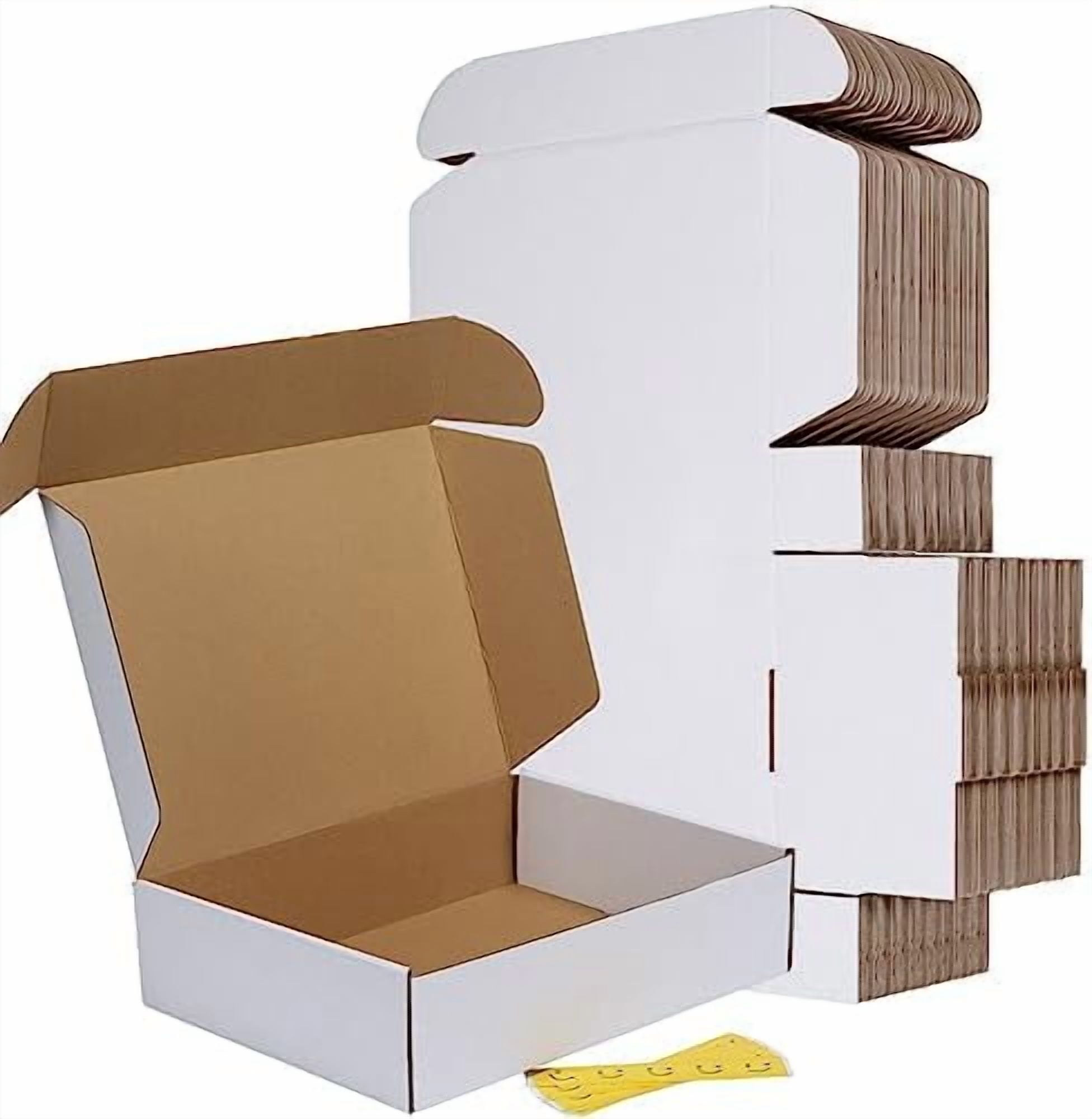 12x9x3 Inches Shipping Boxes Set of 50, White Small Corrugated ...