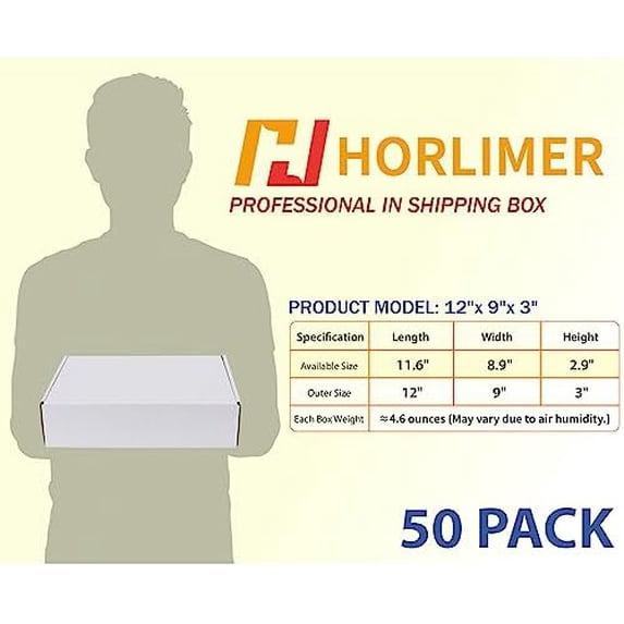 12x9x3 inches Shipping Boxes Set of 50, White Medium Corrugated ...