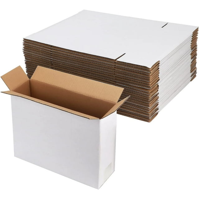 Small Moving Shipping Boxes 12x9x4, White Corrugated Cardboard, Pack of ...