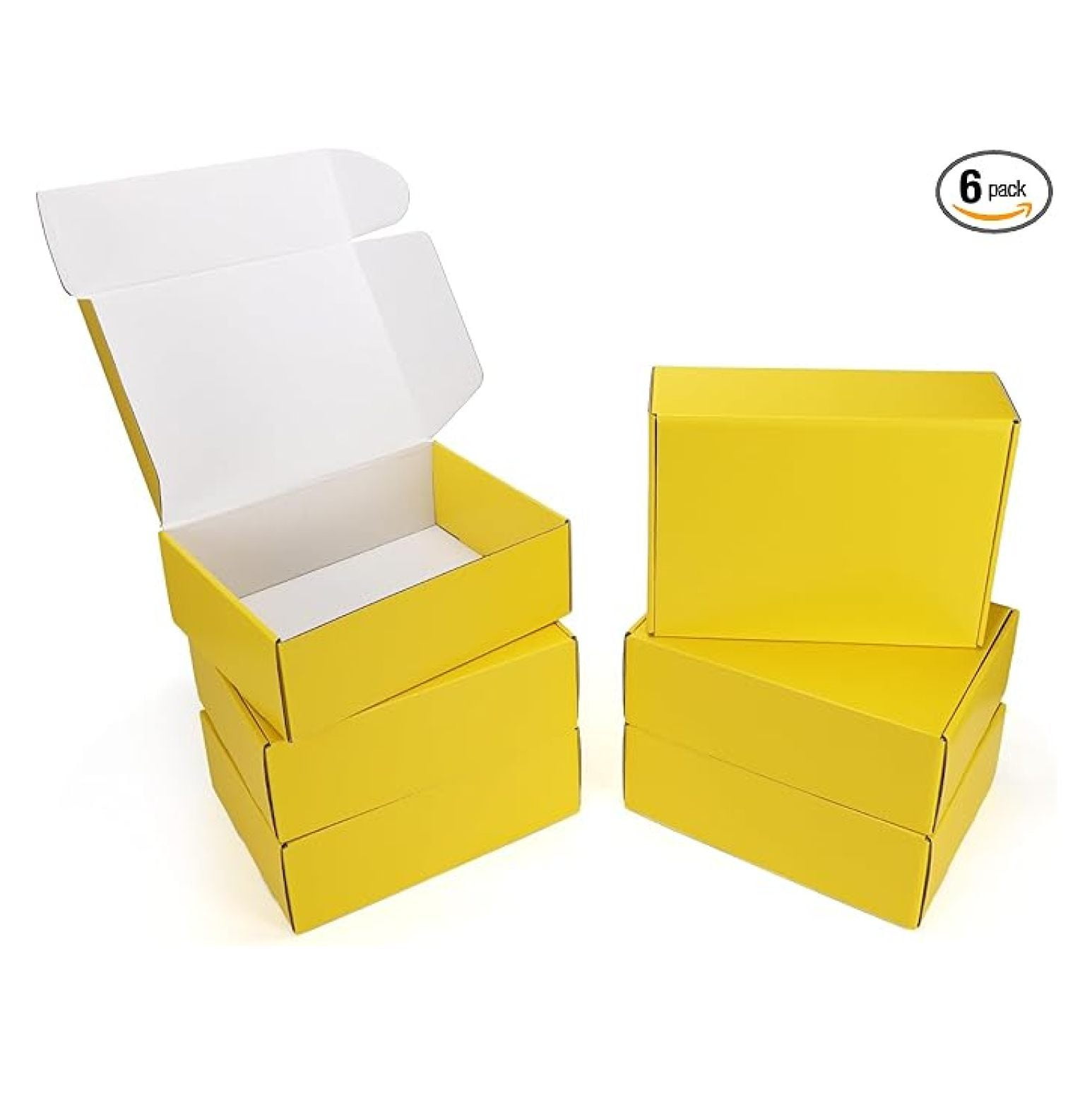 12x9x4 inch Gift Shipping Boxes Bulk 6 Pack Yellow, Tab Lock Tuck Top ...