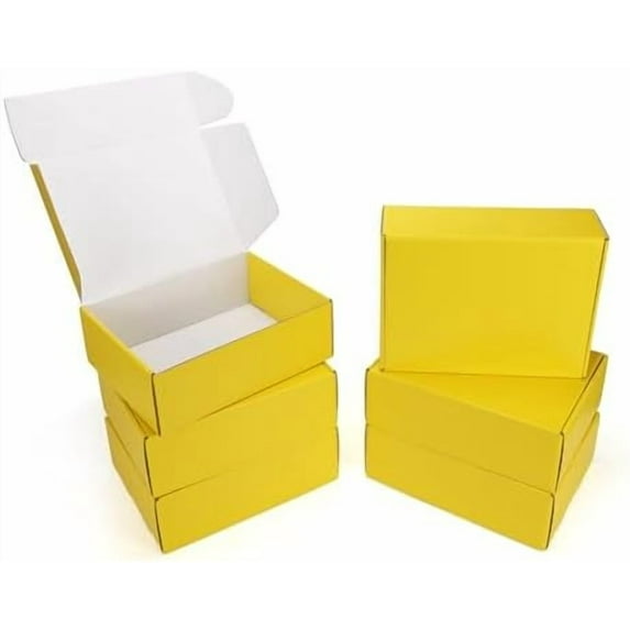 12x9x4 inch Gift Shipping Boxes Bulk 6 Pack Yellow, Tab Lock Tuck Top ...