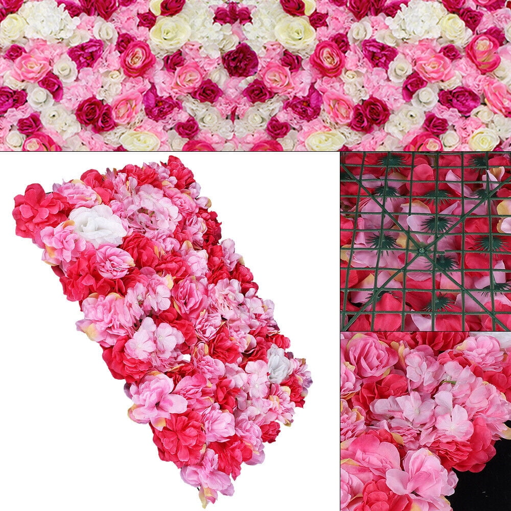 12xArtificial Rose Flower Wall Panels Backdrop Bouquet Wedding Party ...