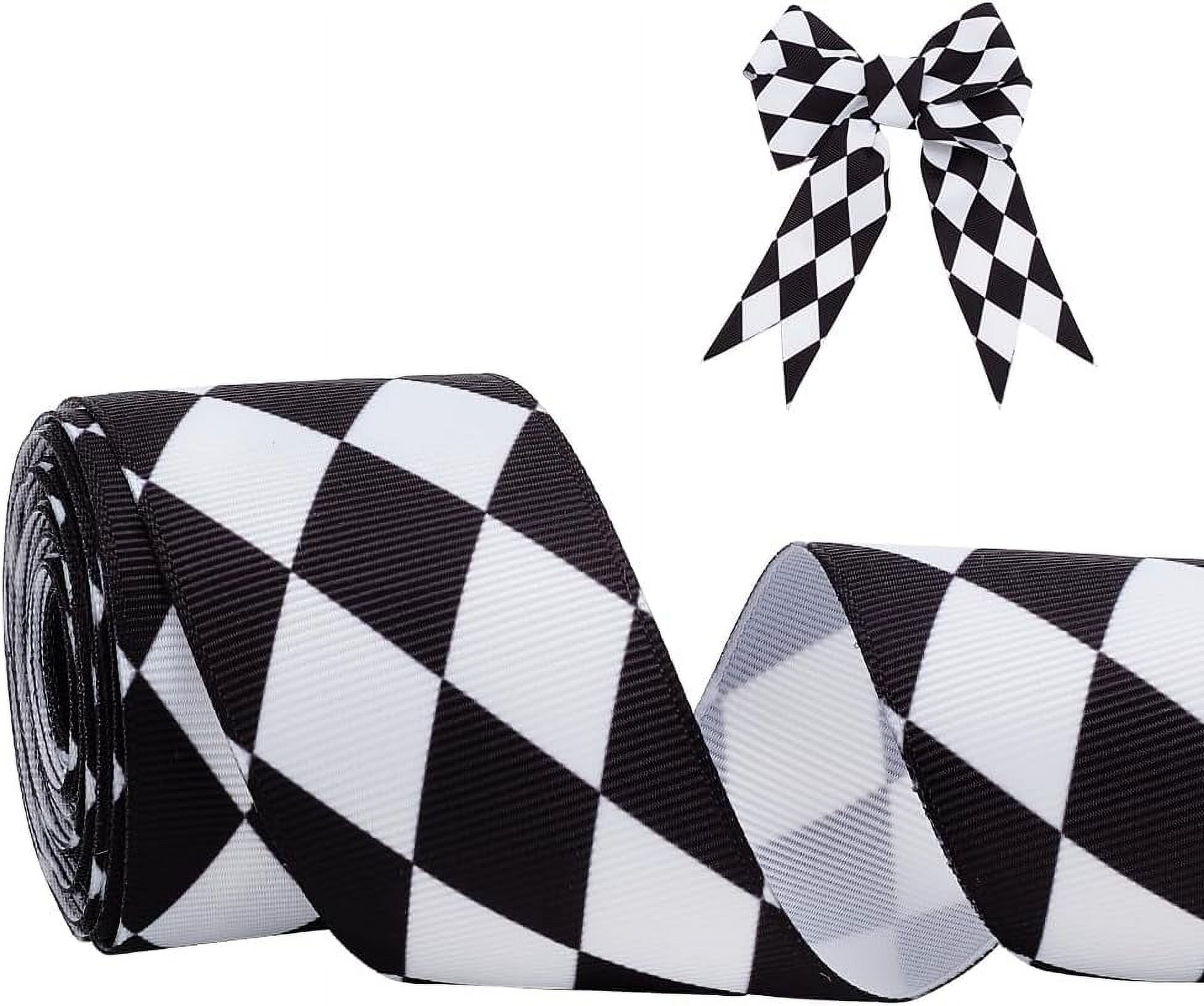 12yards Black and White Checkered Ribbon 1.5" Craft Gingham Grosgrain ...