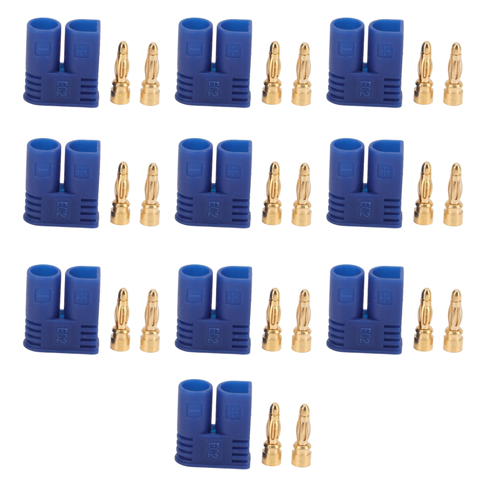 13.020 EC2 2mm Gold Banana Connector Male Plug with Housing Sheath RC ...